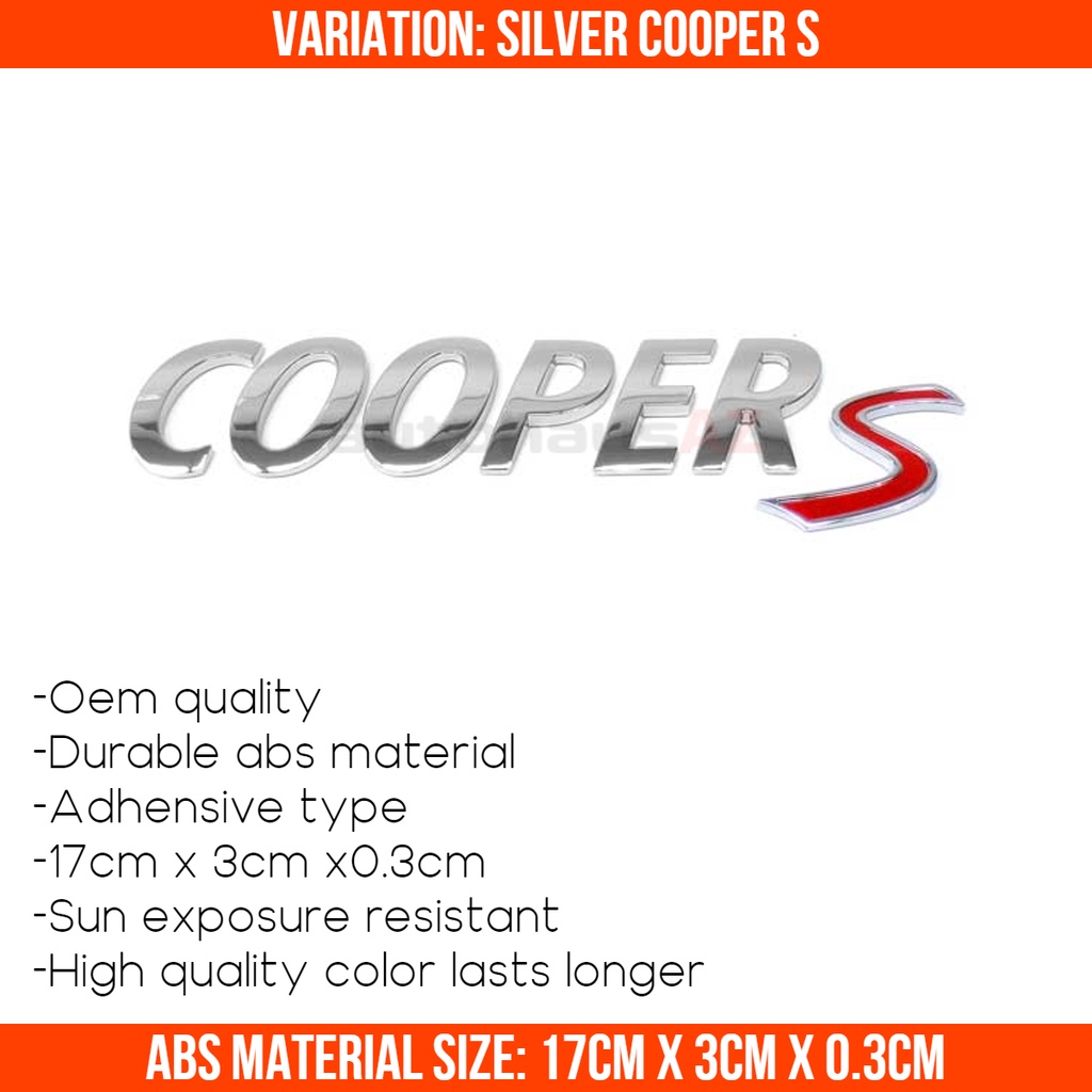 Mini Cooper Cooper S sticker emblem logo rear badge for R series F ...