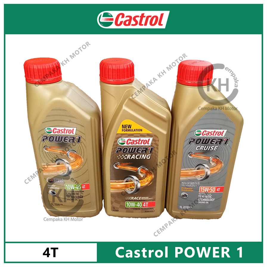 [100% Original] Castrol Power 1 4T 10W-40/Racing 4T 10W-40/Cruise 4T 15W-50 Motor Minyak Hitam ...