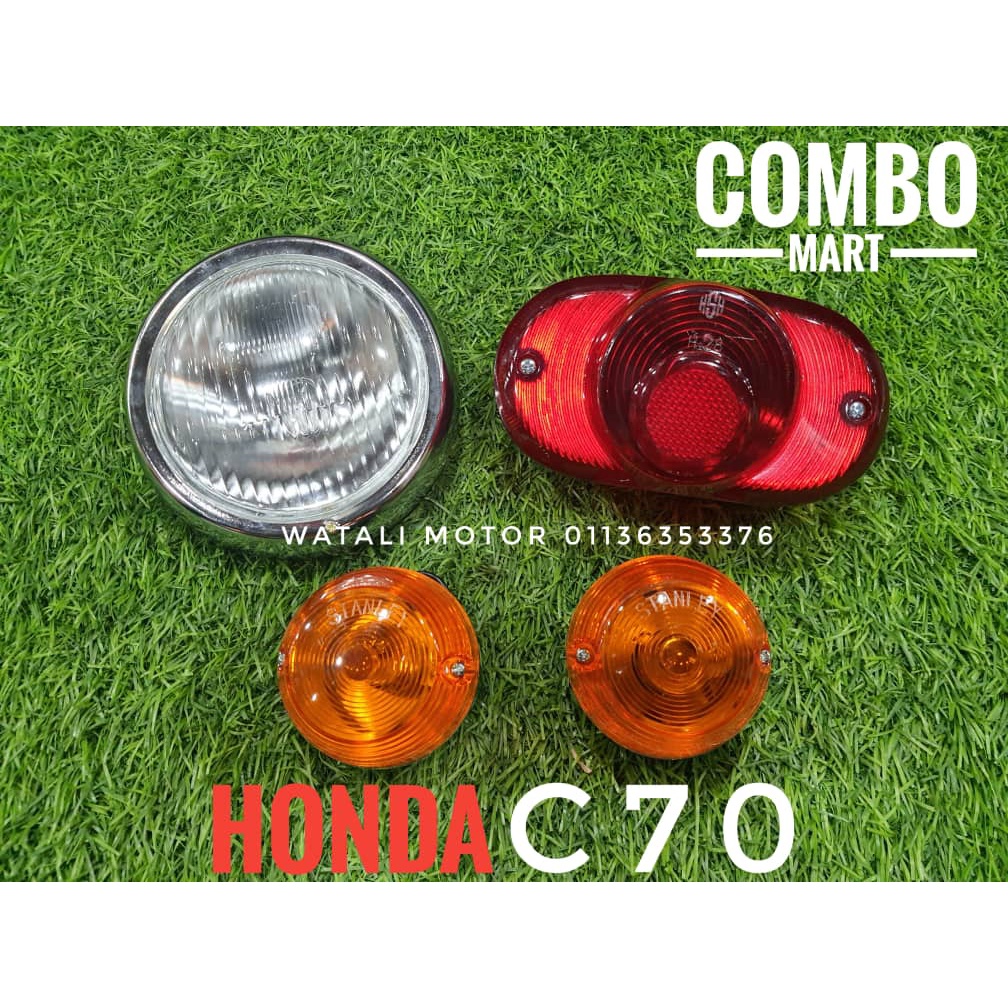 HONDA C70 BULAT COMBO SET LAMP (LAMPU) HEAD LAMP ,TAIL LAMP, FRONT ...