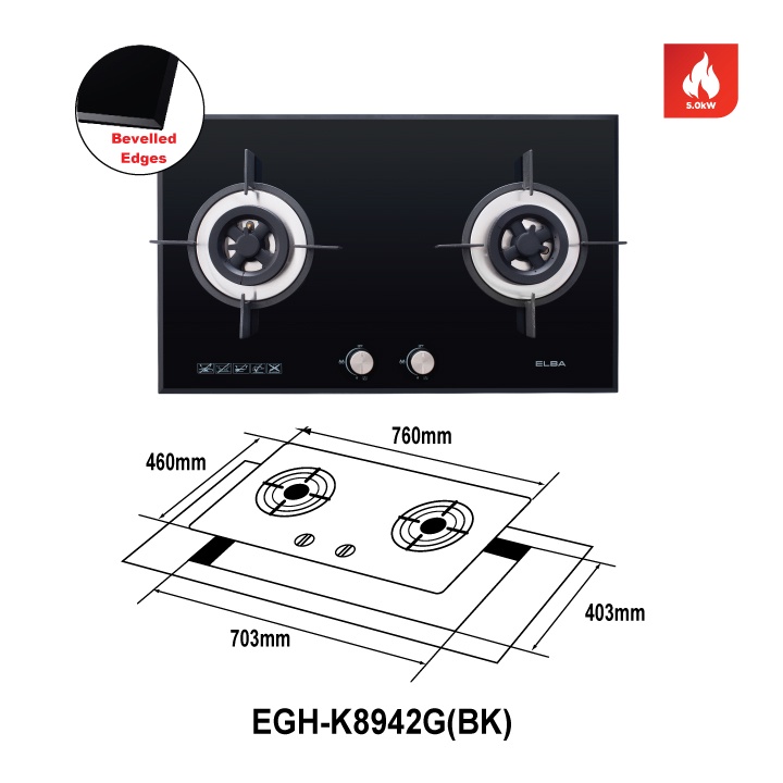 ELBA 2 / 3 Burners Built-in Glass Hob EGH-K8942G(BK) / EGH-K8943G(BK) / EGH-K9582G(BK) - Safety ...