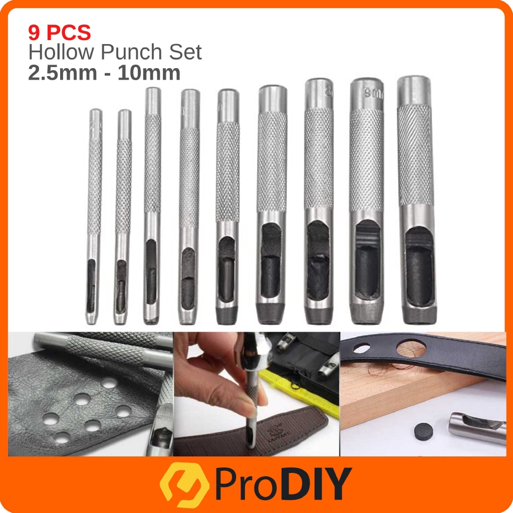 9Pcs Hollow Hole Punch Set 2.5 / 3 / 4 / 5 / 6 / 7 / 8 / 9 / 10mm ...