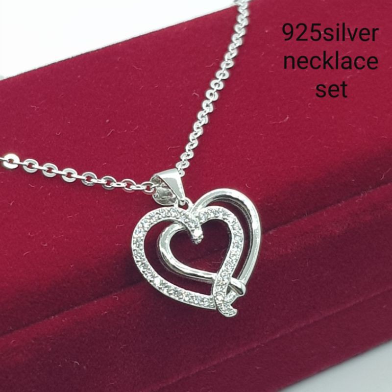 925 silver chain+ pendant(rantai + loket) | Shopee Malaysia
