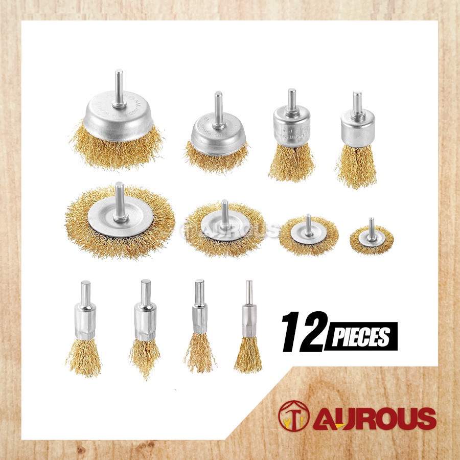 12PCS SET COPPER STEEL WIRE MINI CUP BRUSH STRAIGHT BRUSH WHEEL BRUSH (6MM SHANK) | Shopee Malaysia
