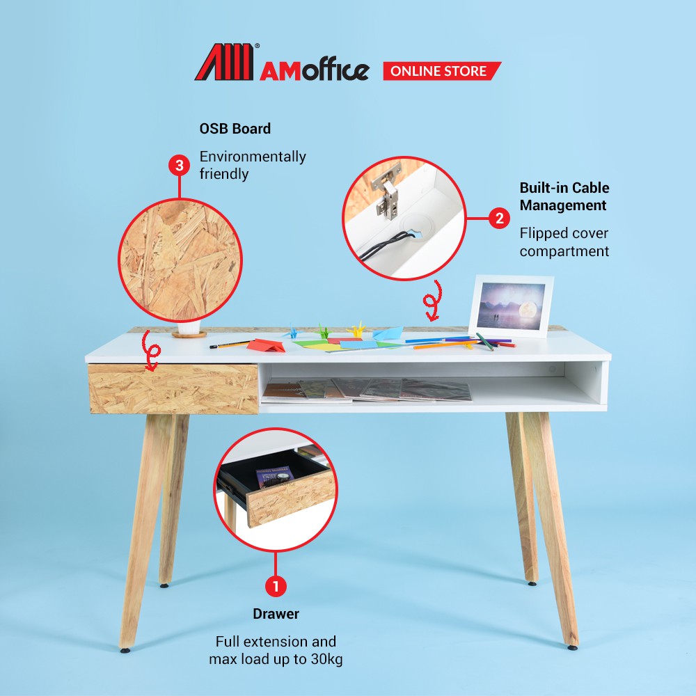 AM Office Asense OSB Board Student Home Working Desk Study Desk ...