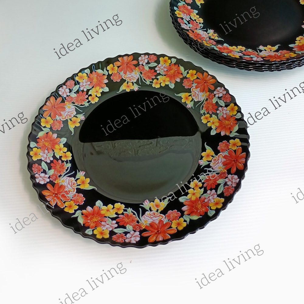 Black Opal Glass Buffet Plate Soup Plate Set Pinggan Nasi Pinggan ...