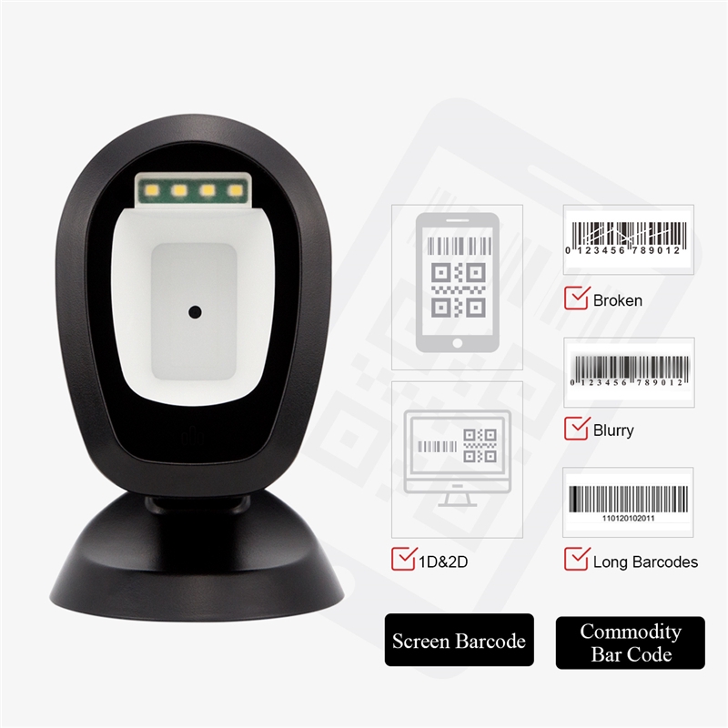 Automatic Handsfree 1D 2D Barcode Scanner USB Barcode Scanner 360 ...