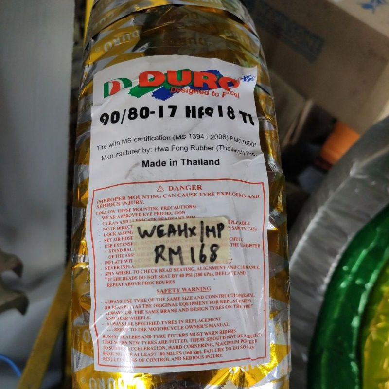 Tayar duro 90/80 x 17 HF918 tuibless tahun 2020 | Shopee Malaysia