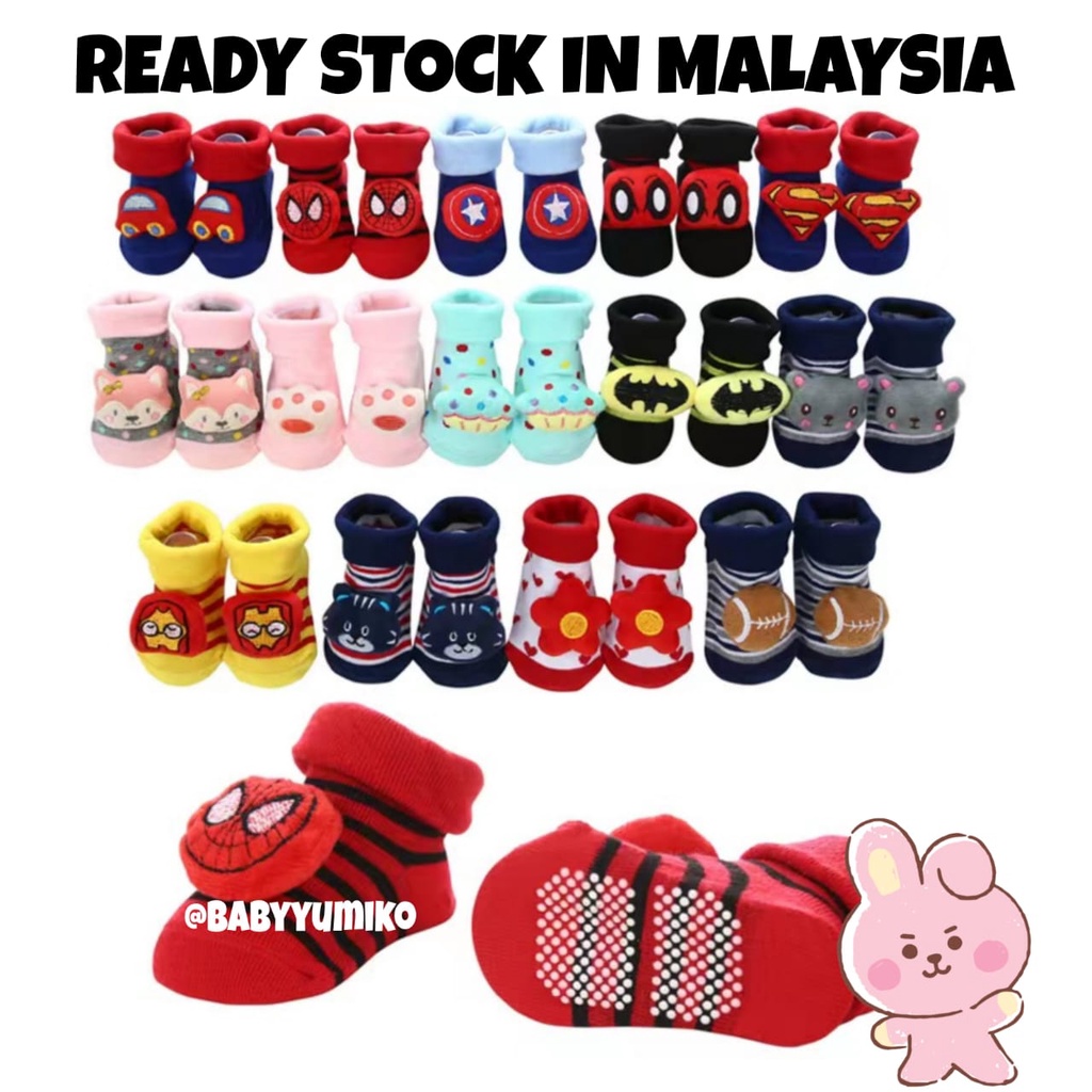 Sock Baby Avengers Spiderman NewBorn Cartoon Doll Sock With Non-Slip ...