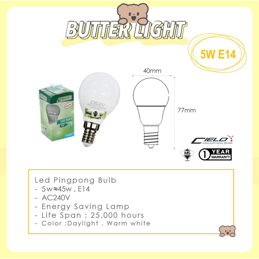 CIELO 40w/15w/14w/5w E27 E14 PLC Led Stick Ping Pong Candle Bulb Daylight Cool white Warm white ...