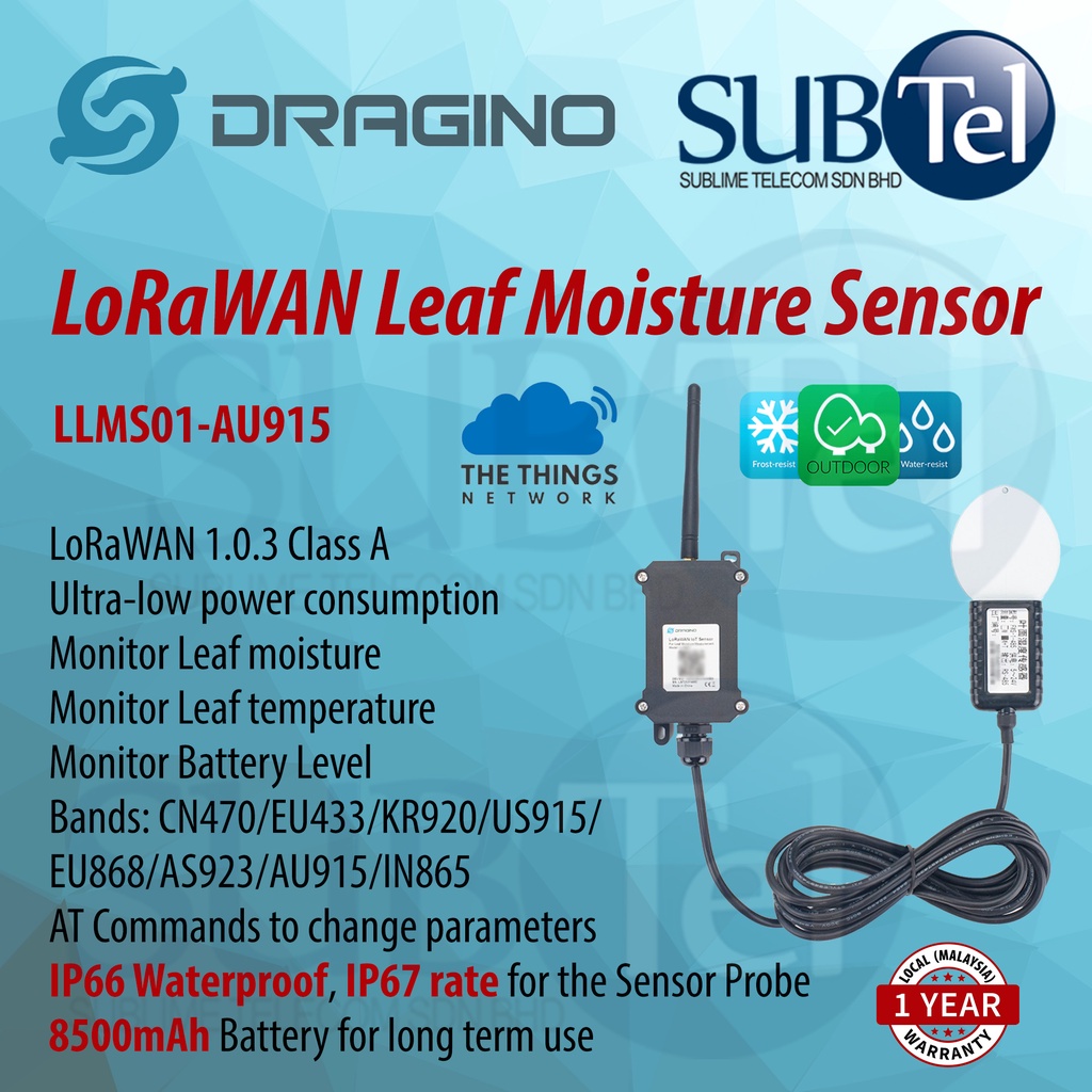 DRAGINO LLMS01-AU915 LoRaWAN Leaf Moisture Sensor LLMS01 LoRa WAN TTN The Things Network IoT ...