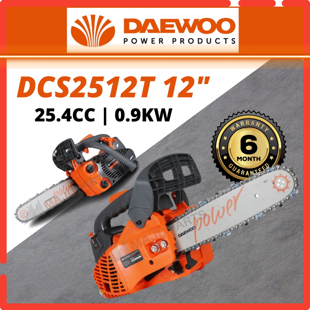 Original DAEWOO DCS2512 12Inch Petrol Chainsaw Mini One Hand Chain Saw (25.4cc) - 2 Stroke ...