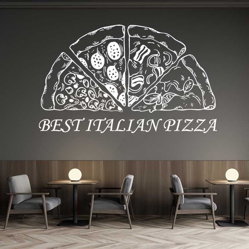 Best Italian Pizza Slice Pizzeria Vinyl Wall Sticker Western Restaurant ...