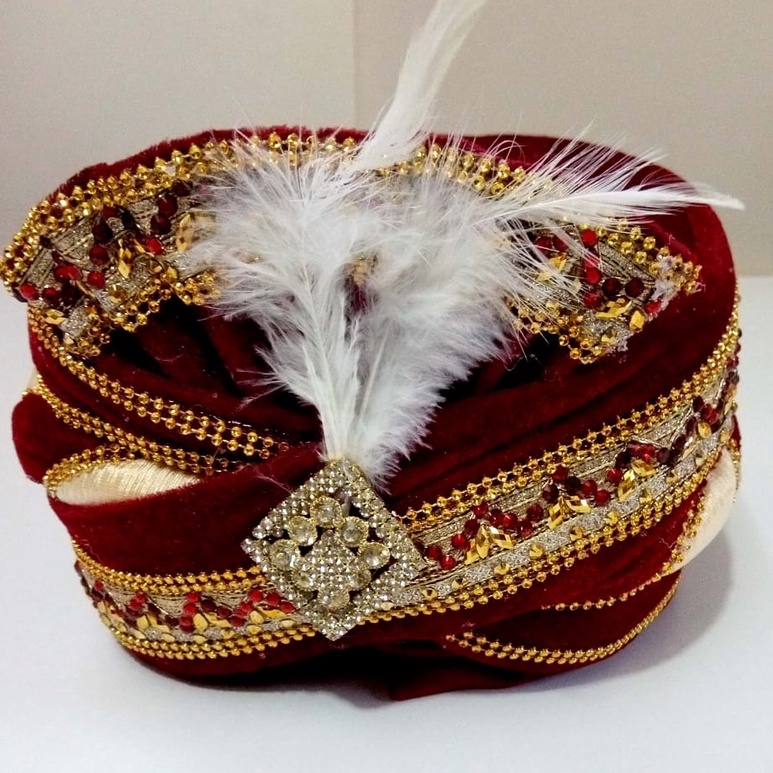 Thalapa / Embellished Art Velvet Turban ( Big Wedding Thalapa / Swamy ...