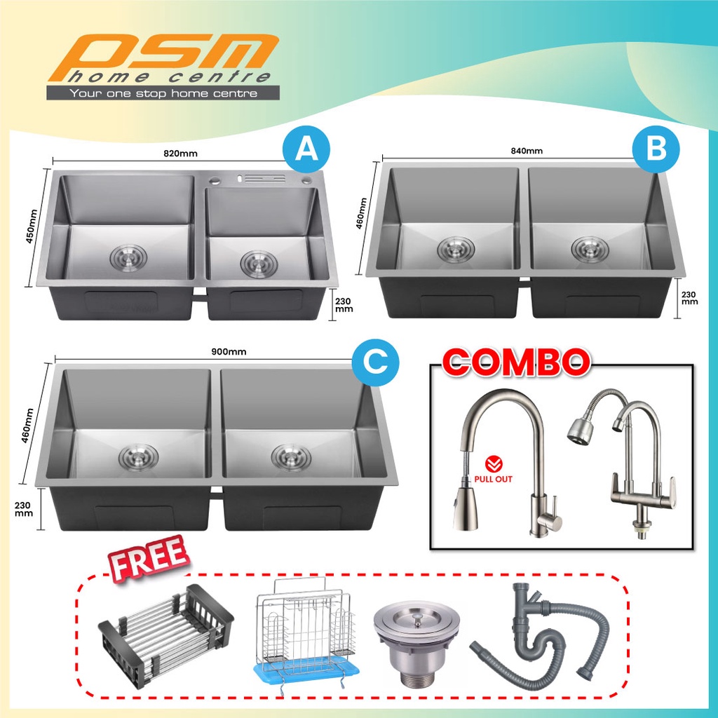 Stainless Steel 304 NANO Hand Made Double Bowl Under Mounted Top ...