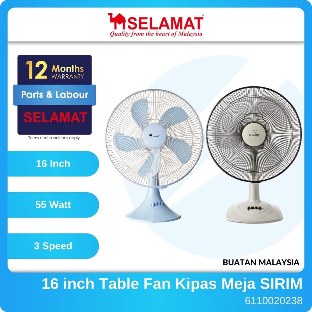 SELAMAT 16 inch Table Fan (16") Kipas Meja SIRIM Premium MQ-P16T Tornado MQ-P316T | Shopee Malaysia