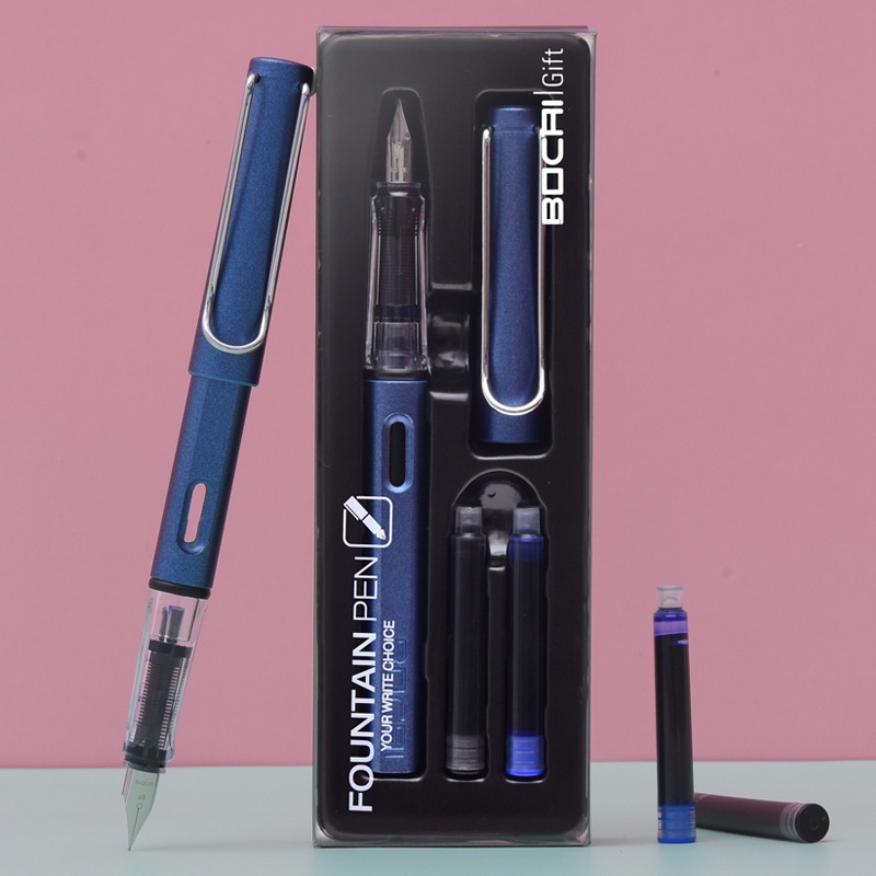 High quality fountain pen set with disposable blue and black ink ...