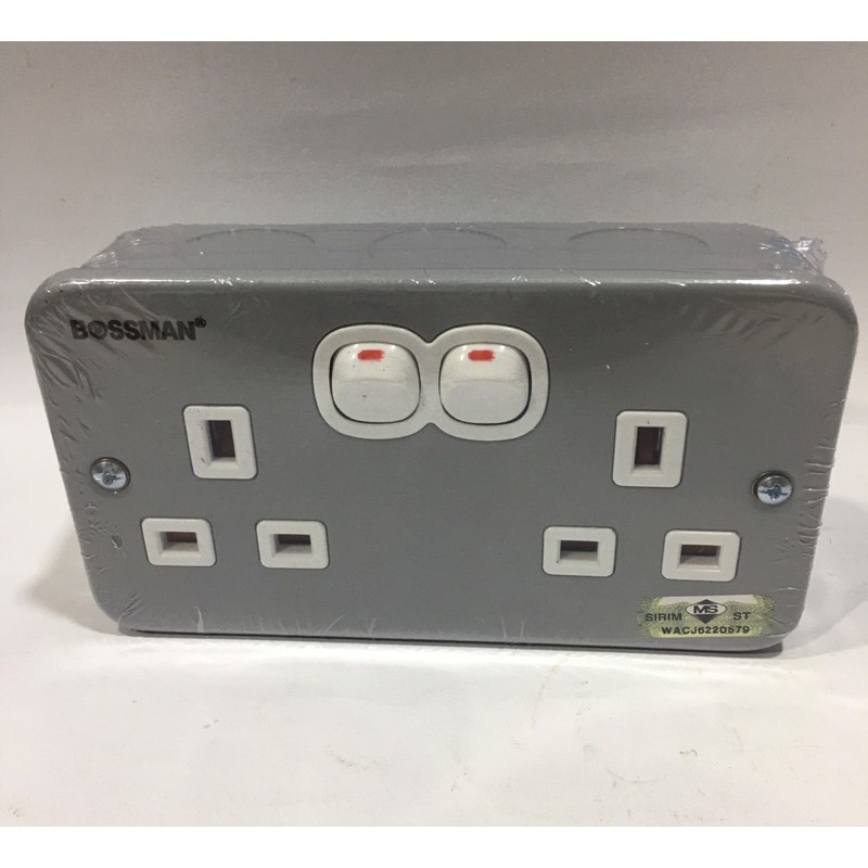 BOSSMAN Industrial Double Metal Socket 13A 2WAY SWITCHED SOCKET (SIRIM ...