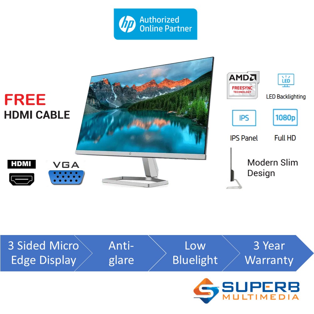 HP M22f or M24f FHD Monitor (VGA and HDMI port available) | Shopee Malaysia