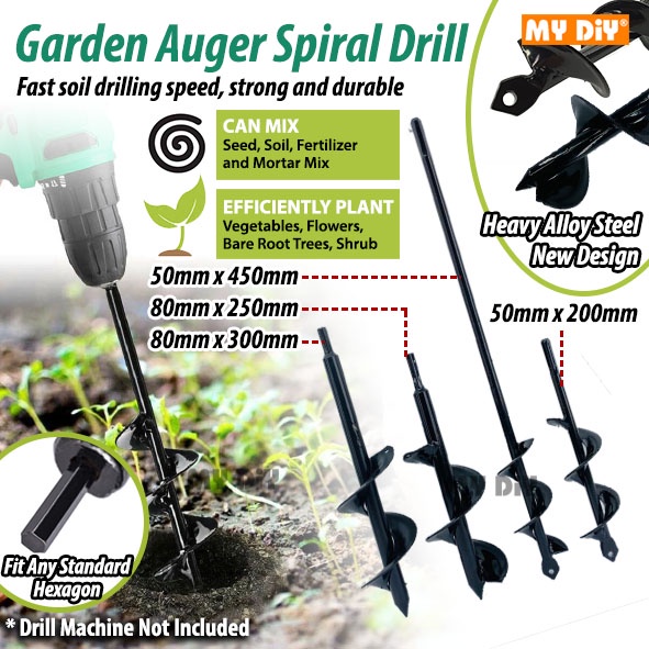 MYDIYHOMEDEPOT - Garden Auger Drill Bit Earth Garden Spiral Drill Bit ...