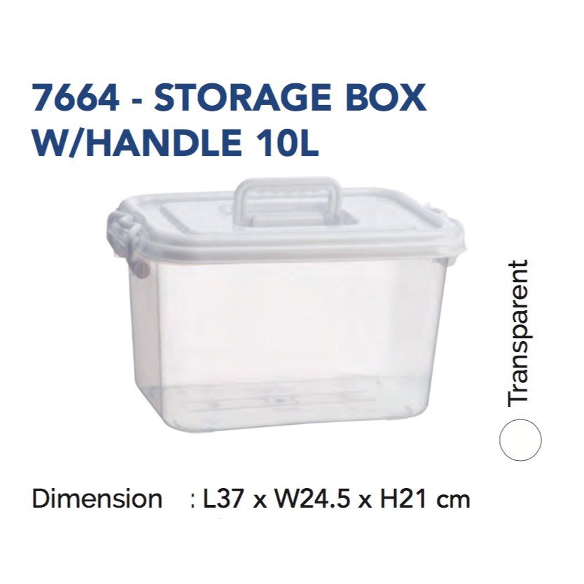 Century Storage Box Candy Colour / Transparent / Grey with Handle 10L ...