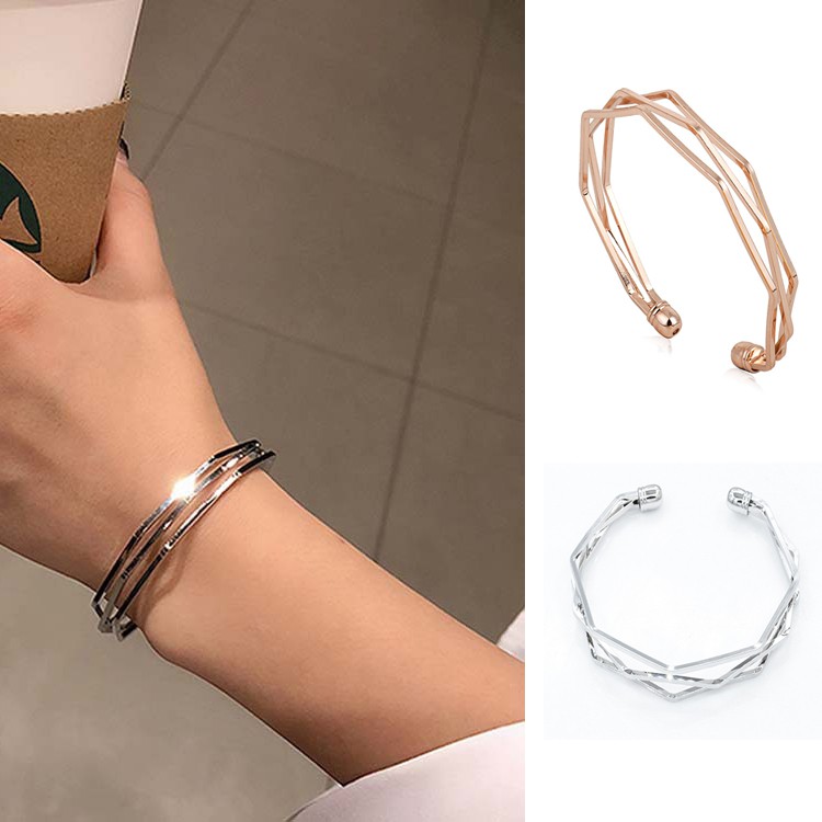 Korean fashion women geometric bracelet hand bracelet bangle | Shopee ...
