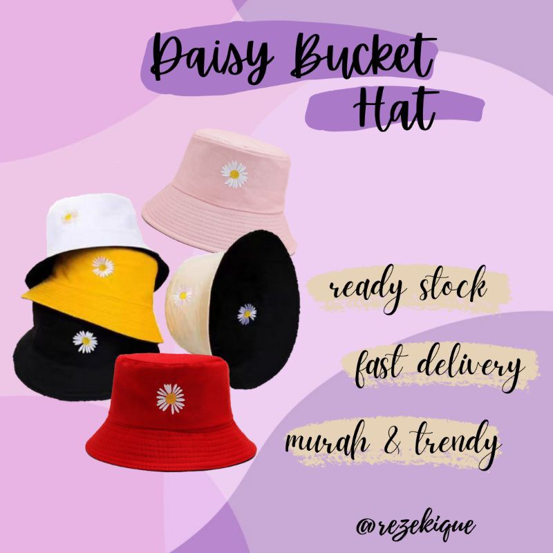 🇲🇾 (READY STOCK) 🌼 Daisy Bucket Hat Woman 2 Side/Topi Bunga Daisy Viral ...