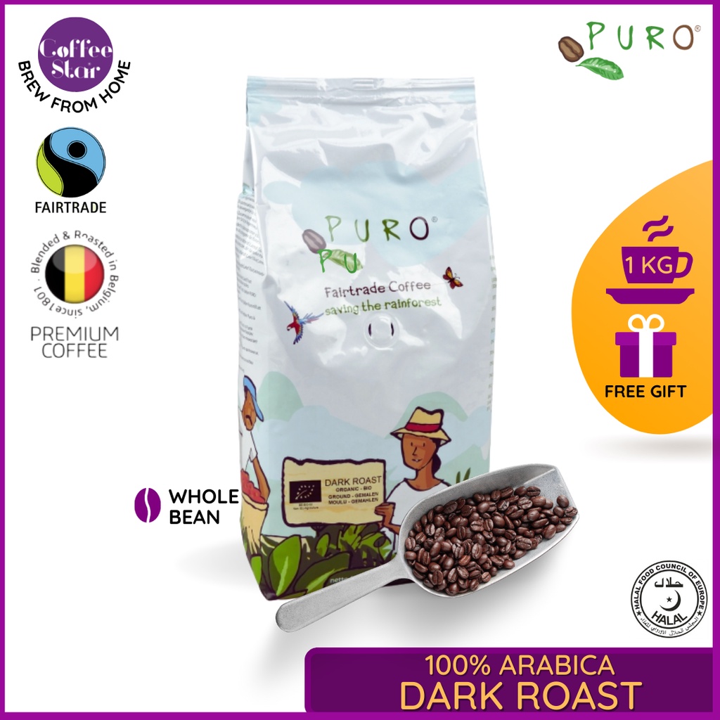 Dark Roast Organic Puro Fairtrade | 100% Arabica | Dark Roast | 250g ...