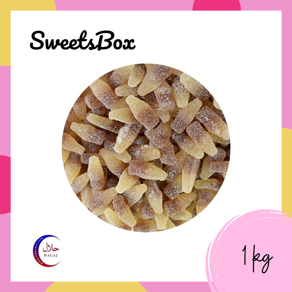 Sweetsbox | Bebeto Halal Gummy Candy Sour Cola Bottles 1kg - Original Packaging | Shopee Malaysia