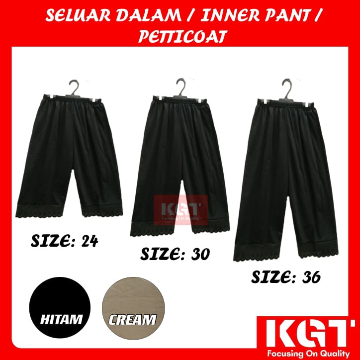 PETTICOAT SELUAR DALAM PEREMPUAN HITAM 24' 30' 36' INNERPANTS PANJANG ...