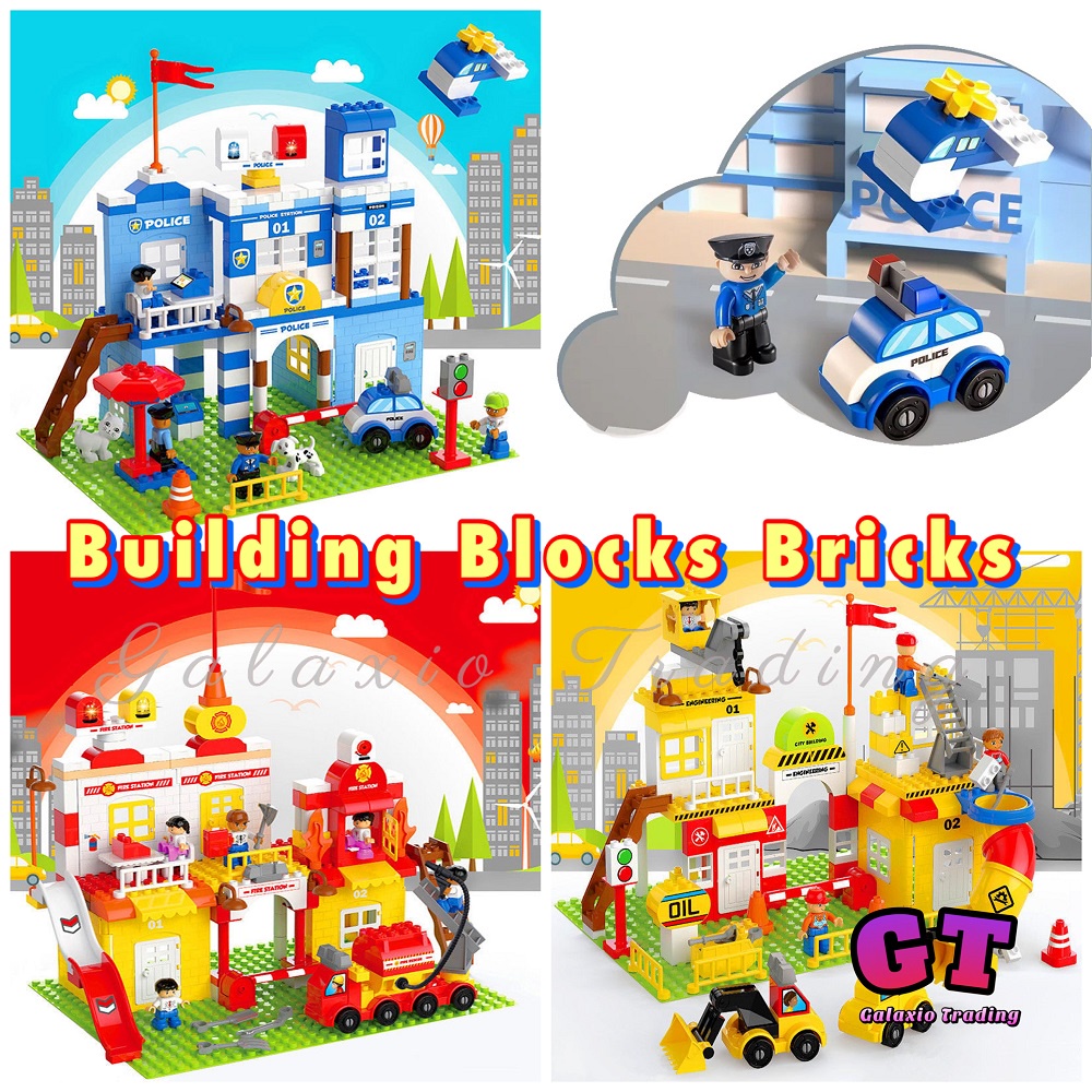 ⚡️READY STOCKS⚡️GT Large Particle Building Blocks Fire Station Police ...