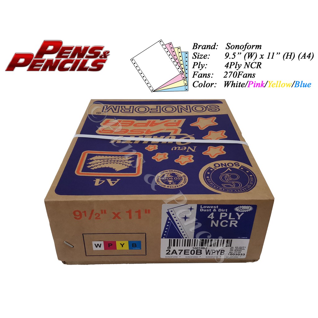 Sonoform 9.5'' X 11'' 4Ply WPYB NCR Computer Form / Computer Paper ...