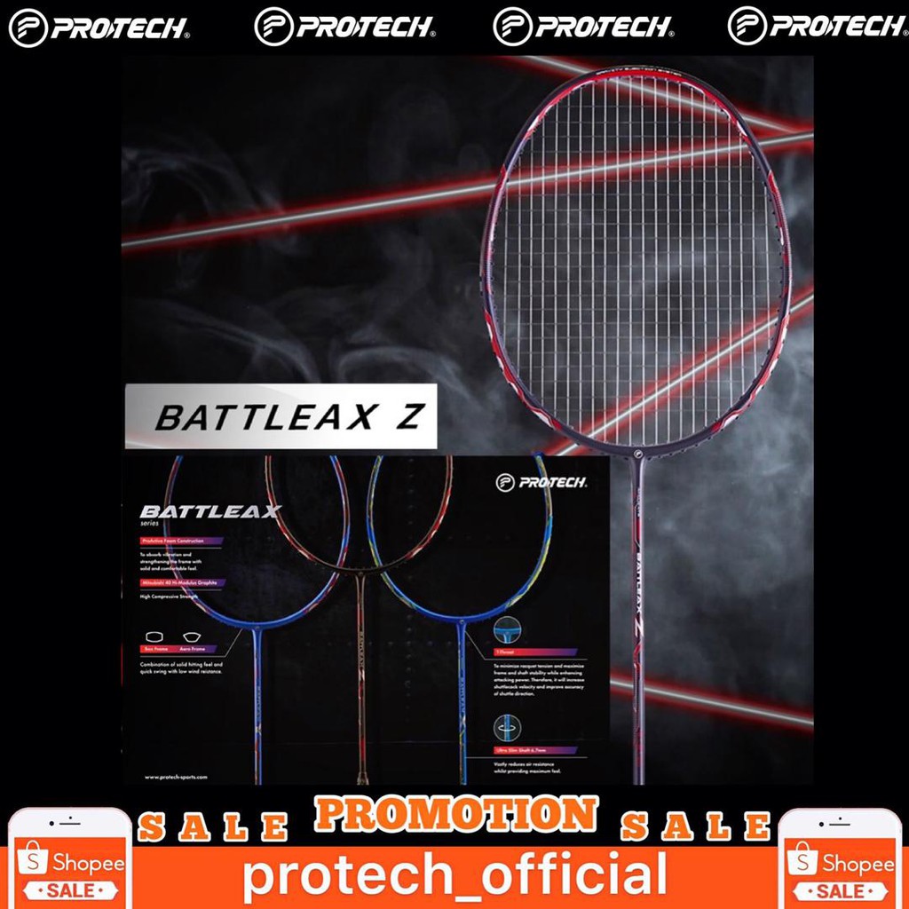 PROTECH BATTLEAX Z RACKET RACQUET (FREE GRIP + FREE STRING) | Shopee ...
