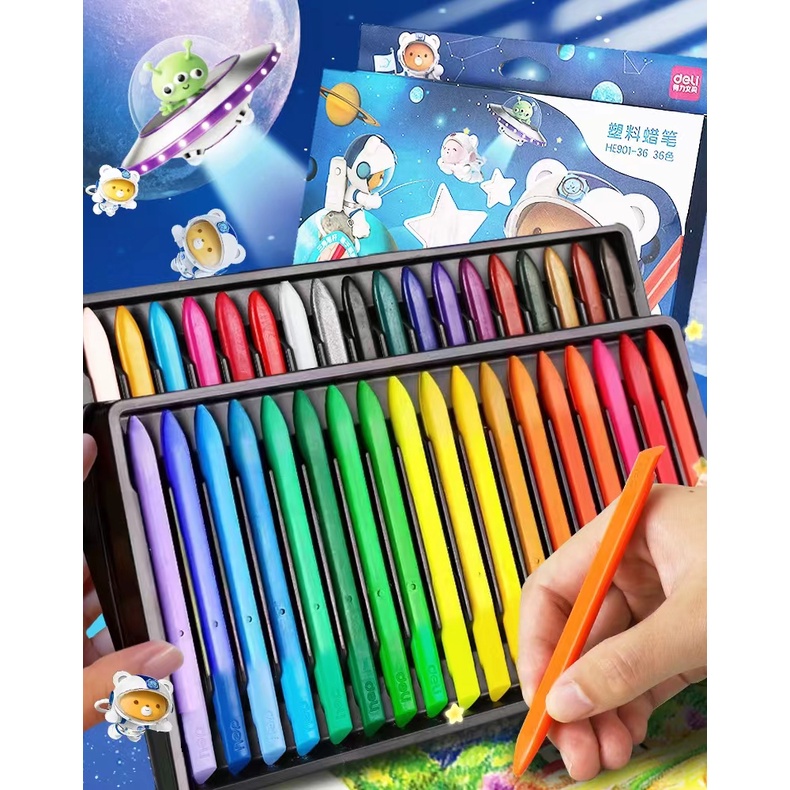 DELI Space Finder Triangle Crayons Non Dirty Crayons Washable Crayons ...
