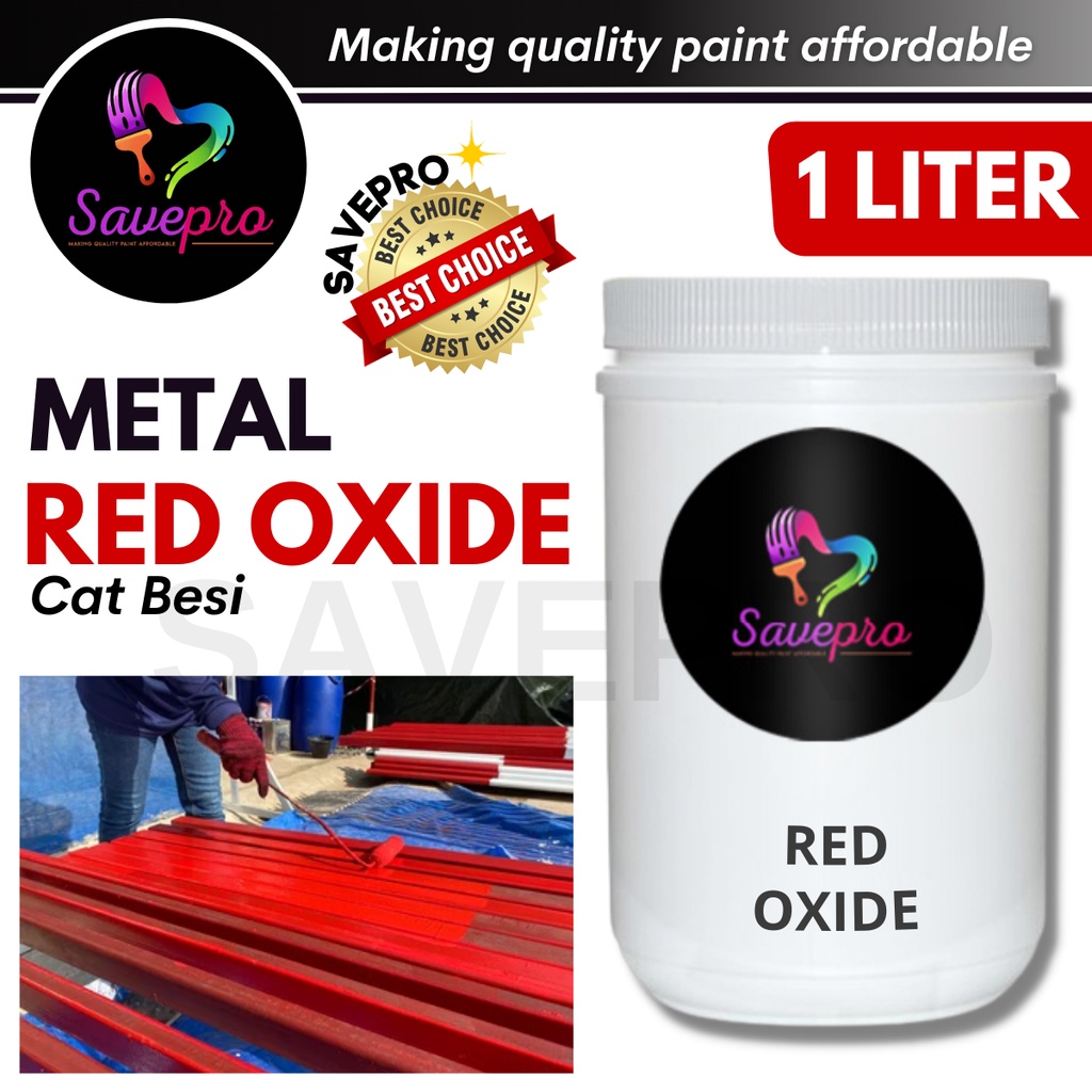 SavePro Anti Rust Red Oxide Cat Pengegah Karat Undercoat Besi 1L - 1 ...