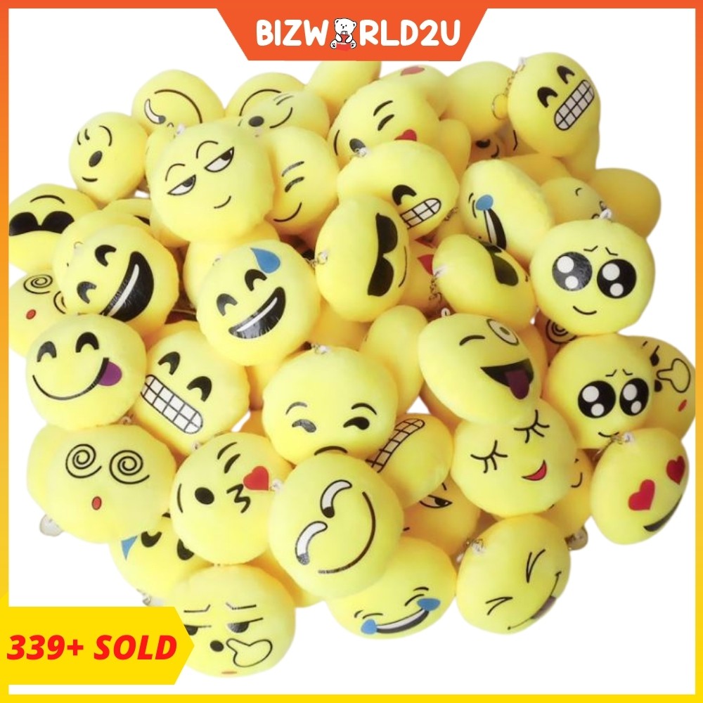 Emoji Keychain Lanyard Murah Smile Keychain Plush Toys Keychain Stuffed ...
