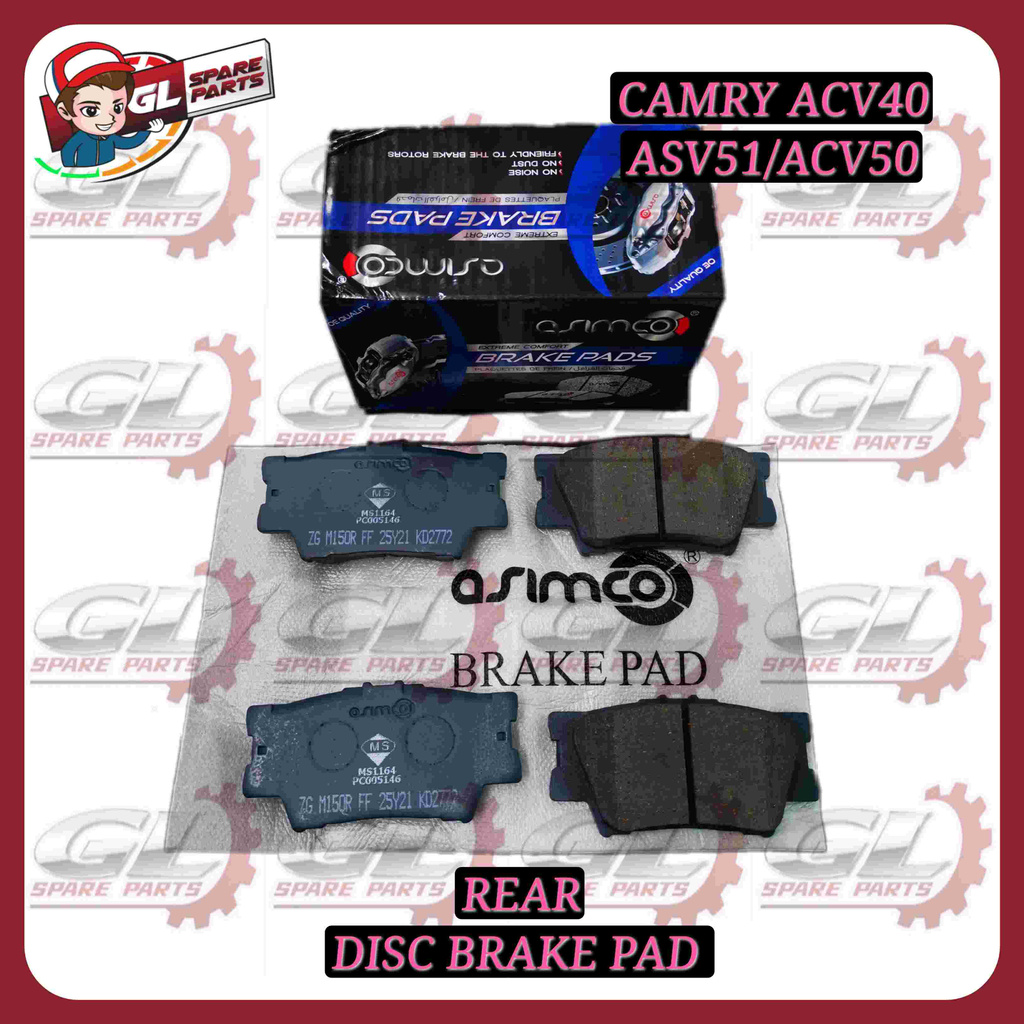 TOYOTA CAMRY ACV40 ASV51 ACV50 DISC BRAKE PAD (REAR)(ASIMCO) | Shopee ...