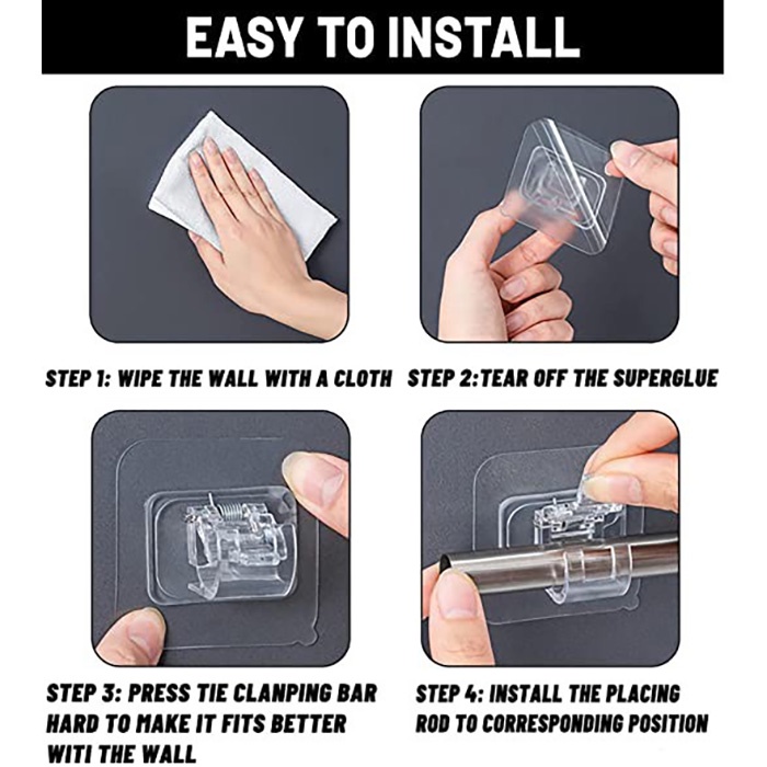 Hanging Rod End Hanging Clips Adhesive Wall Hanging Curtain Hanging Rod ...