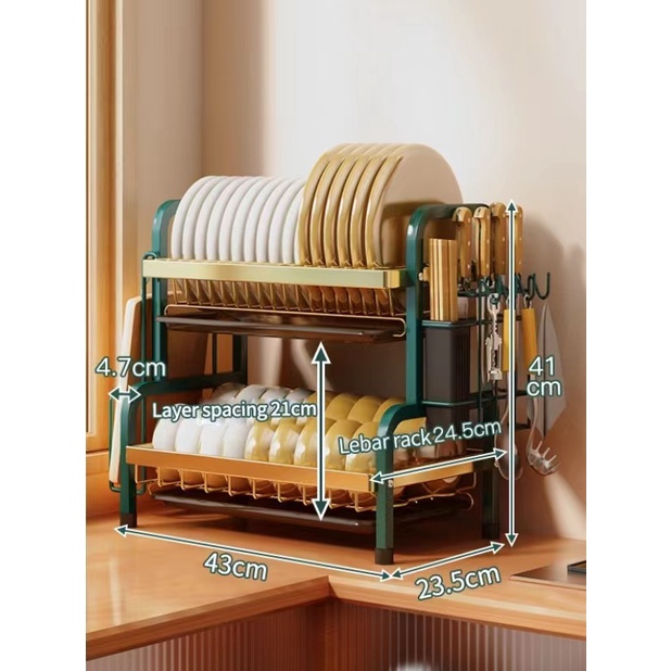 2/3Tier Rak Pinggan Stainless Steel Dish Rack Dish Drainer Dish Rak ...