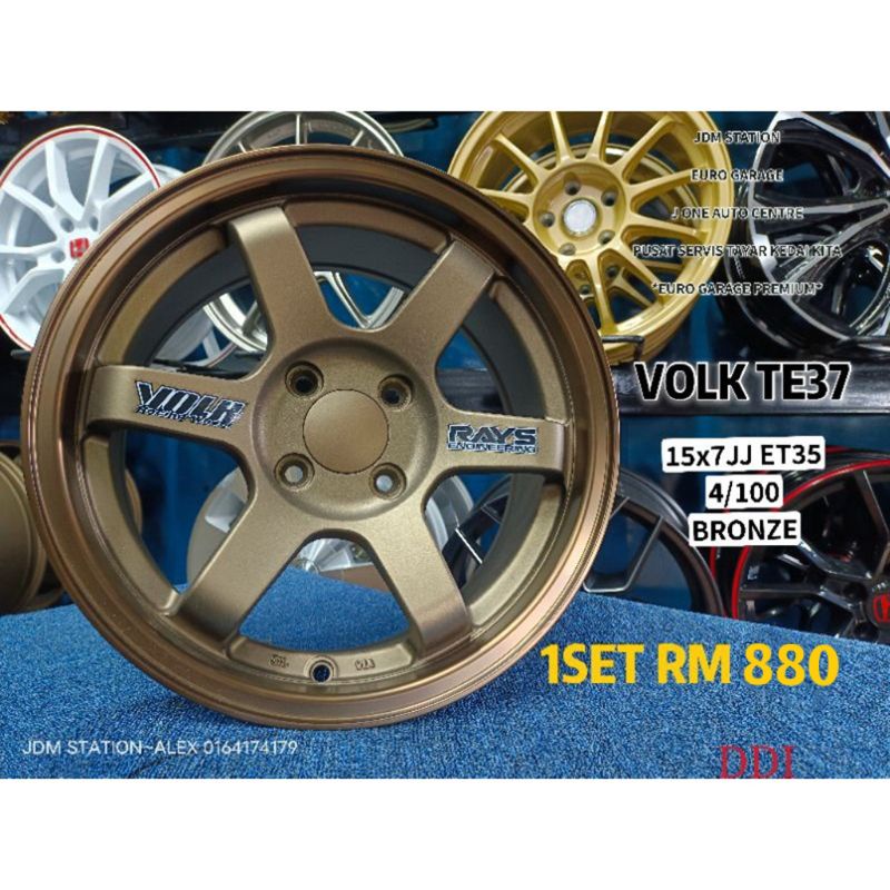 READY STOCK SPORT RIM BARU VOLK TE37 15INC MYVI ALZA BEZZA AXIA.VIVA WIRA JAZZ VIOS CITY ...