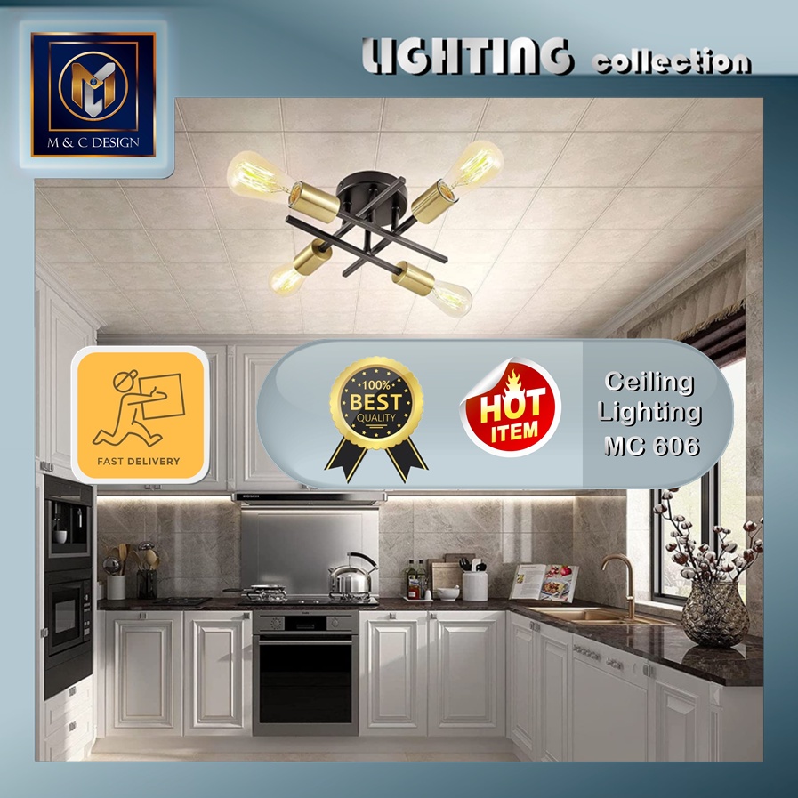 MC606 Modern Ceiling Light Lampu Siling Flush Mount Lampu Hiasan Lampu ...