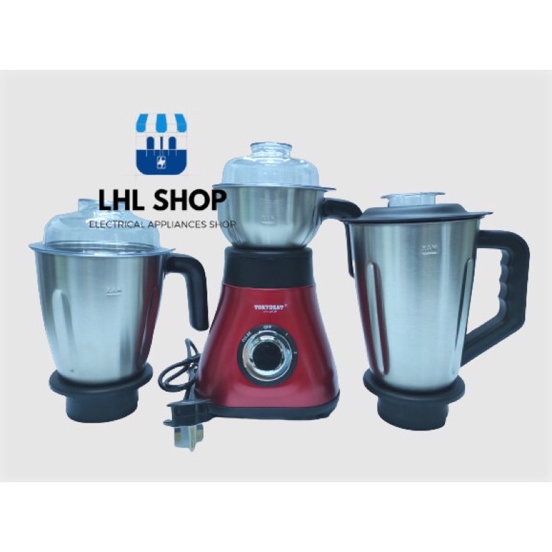 TOKYOSAT TS-S3031BL Stainless steel 3 in 1 Mixer Grinder Blender 600W ...