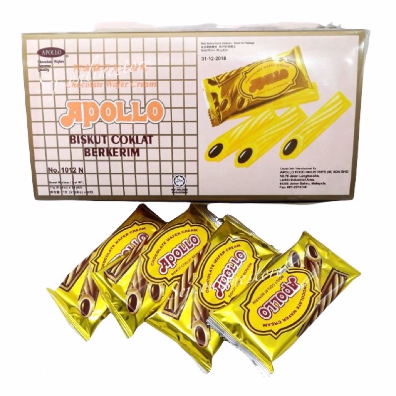 Apollo Chocolate Stick Wafer Cream / Biskut Coklat Berkerim (30packs X 11g) | Shopee Malaysia