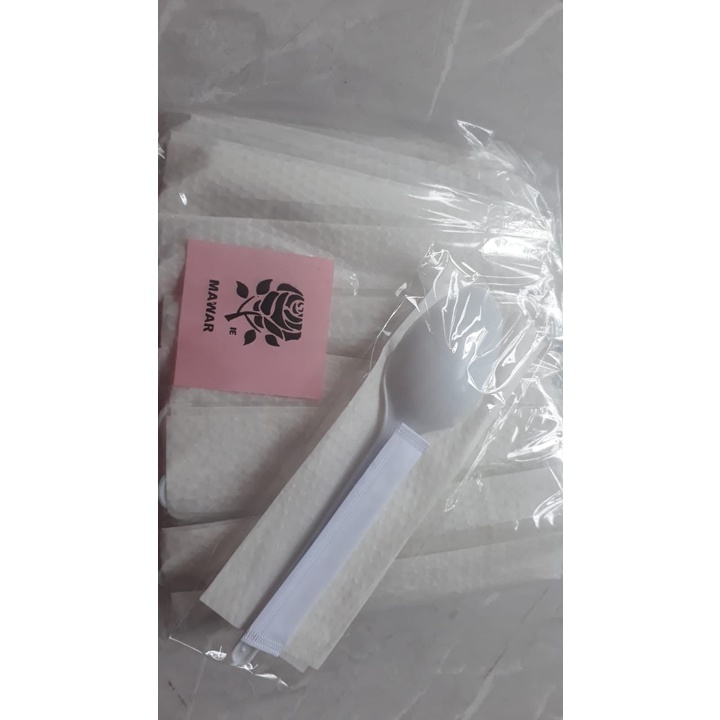 (Contains 50) Spoon set (spoon, tissue, toothpick) | Shopee Malaysia