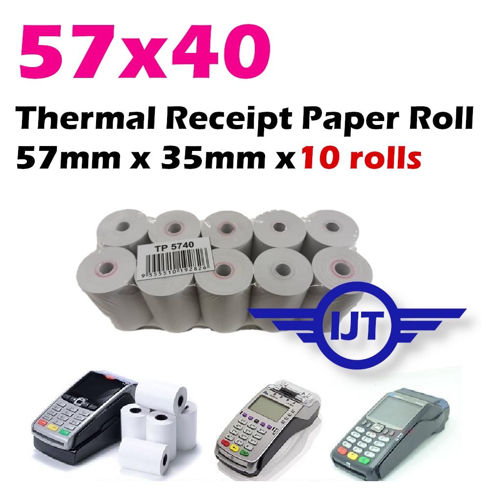 Thermal Paper Roll 5740 57x40 57mm x 35mm (Compatible to Food Panda ...