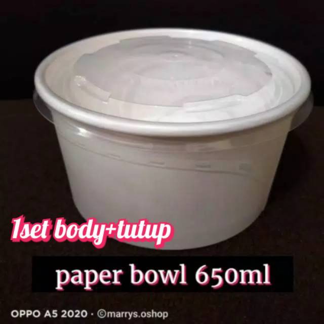 Paper bowl and lid 650 white Paper bowlML | Shopee Malaysia