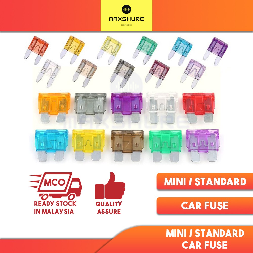 [MaxShure] 10 PCS Mini / Standard 3A~40A Car Fuse / Blade Fuse for Cars ...