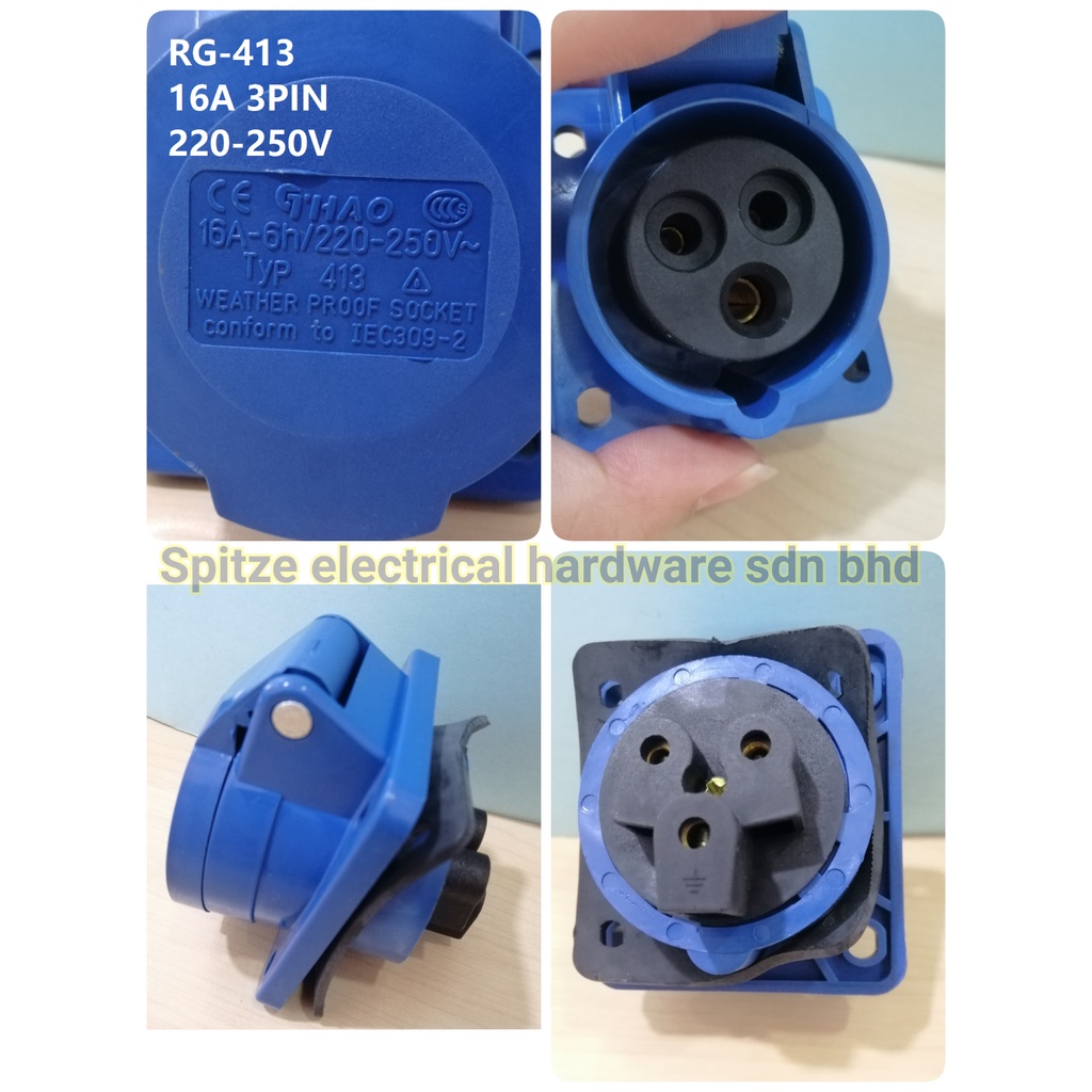 PANEL MOUNT SOCKET / 公母对插5孔工业插座连接器 IP44 3/4 PIN CEE INDUSTRIAL TERMINAL ...