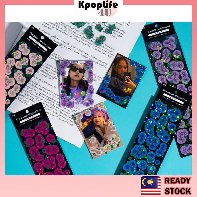 Glitter Roses Deco Sticker Photocard Album Diary Handphone Case DIY ...