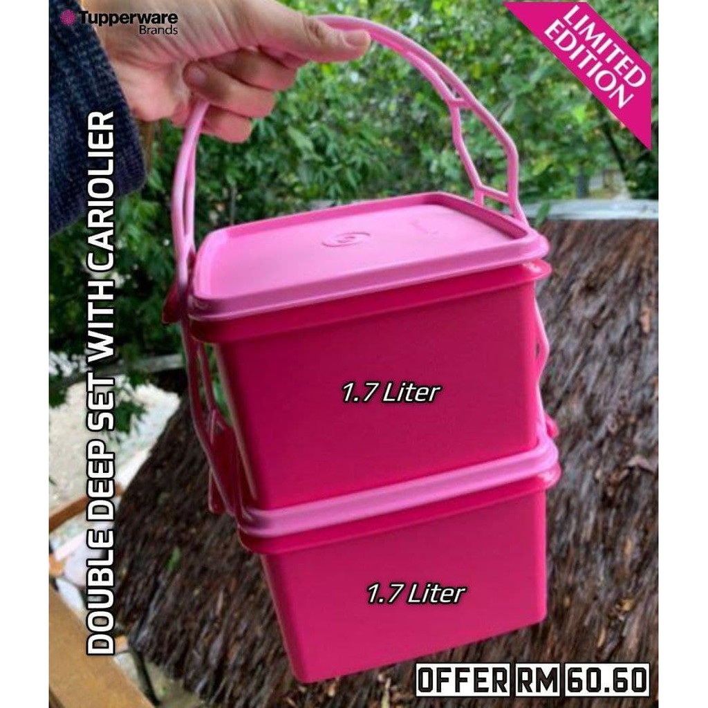 Tupperware Double Deep with Cariolier Set (Pink) | Shopee Malaysia
