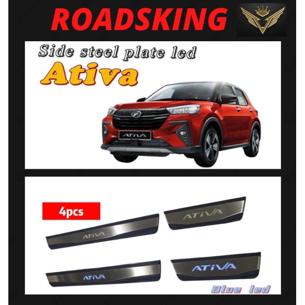 PERODUA ATIVA SIDE STEEL PLATE DOOR SIDE STEP WITH LED LAMP BLUE LIGHT ...